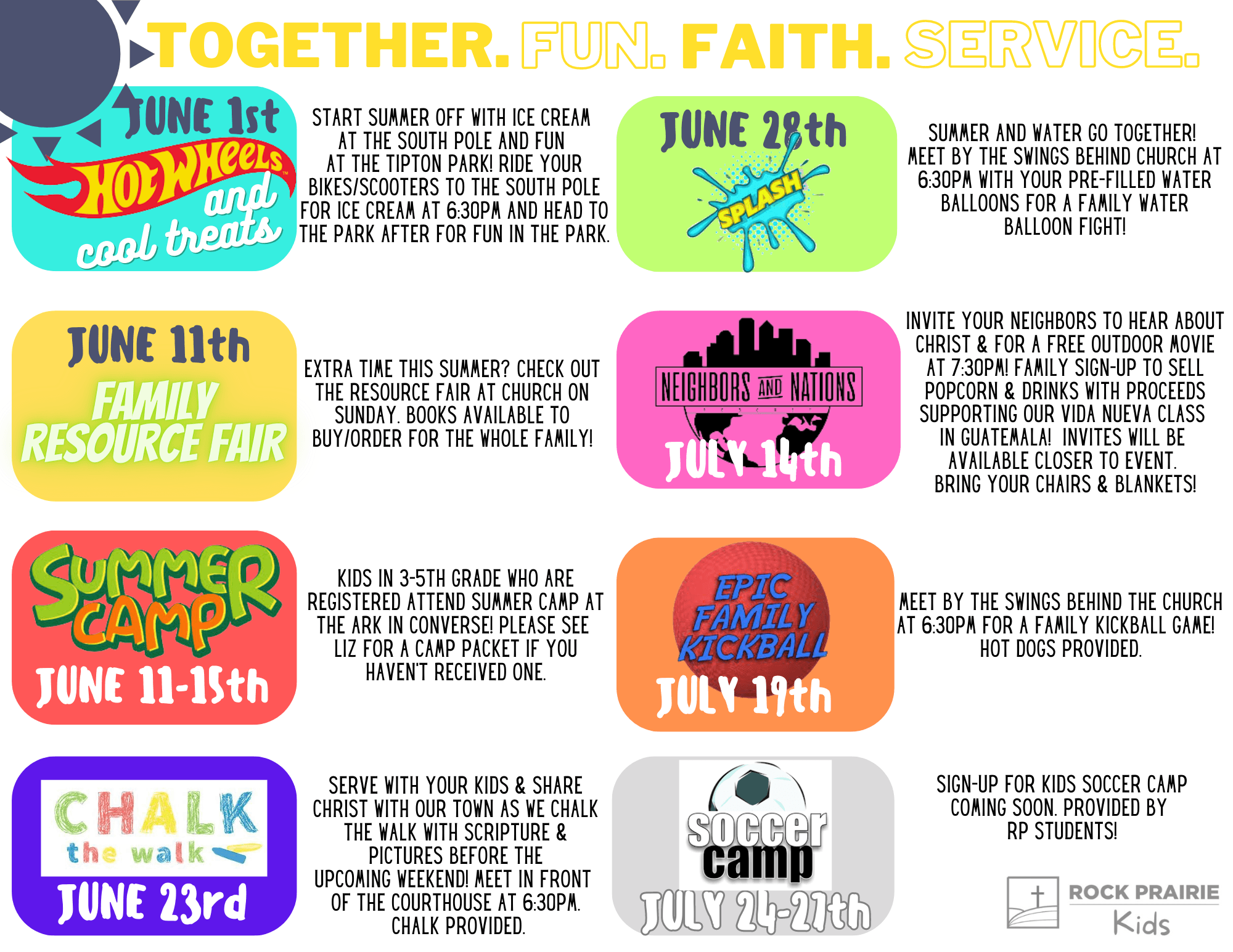 Rock Prairie Church » RP Kids Summer Family Event Calendar